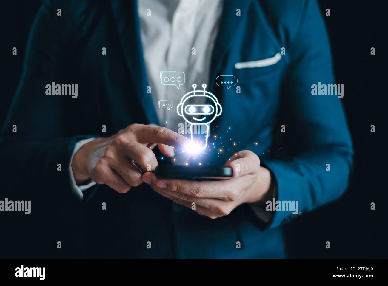 Chatbot Chat. AI, Artificial intelligence digital technology, Man use technology smart robot Ai ...