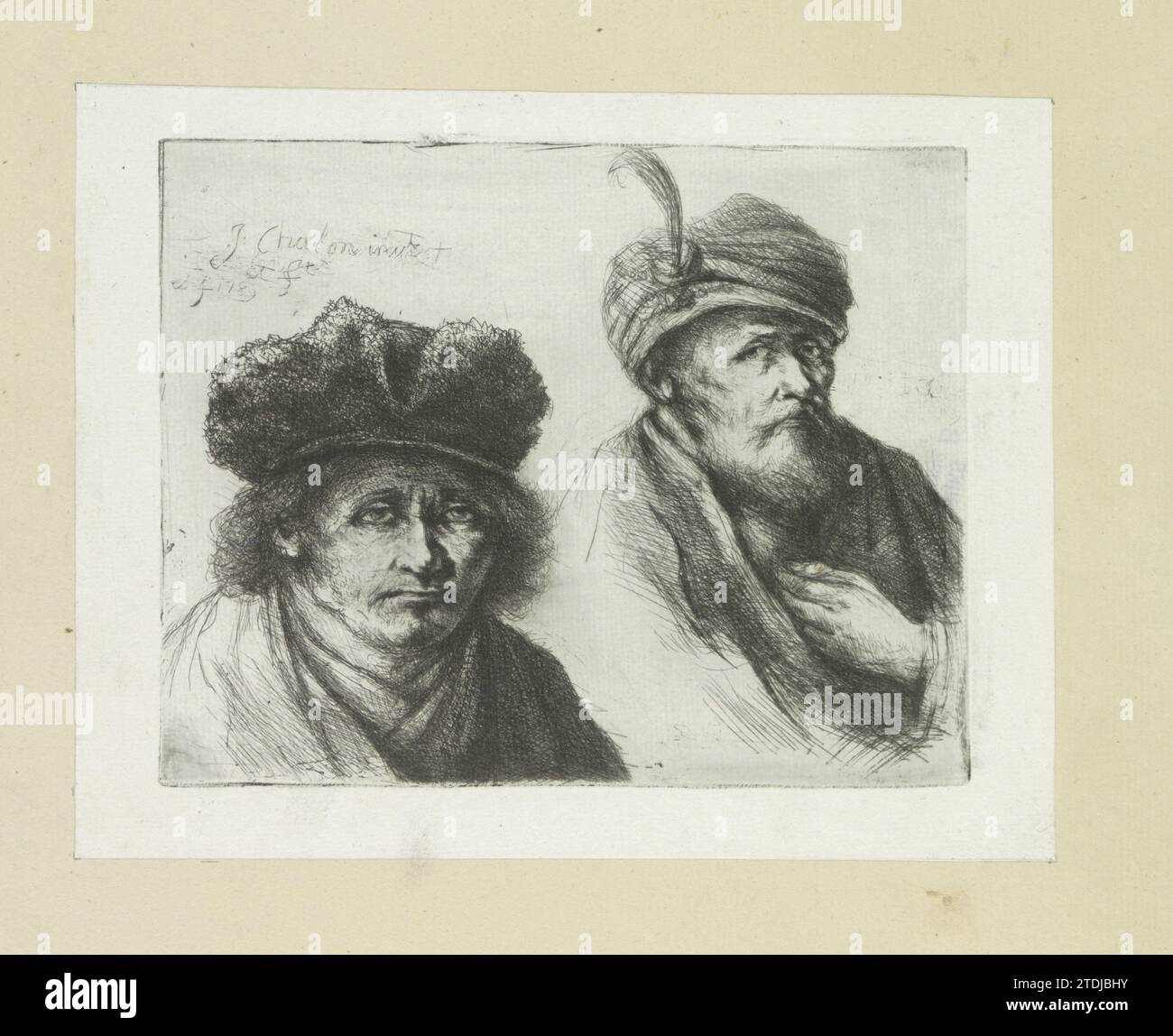 Two men with hat and turban, Jan Chalon, 1802 The print is part of an ...