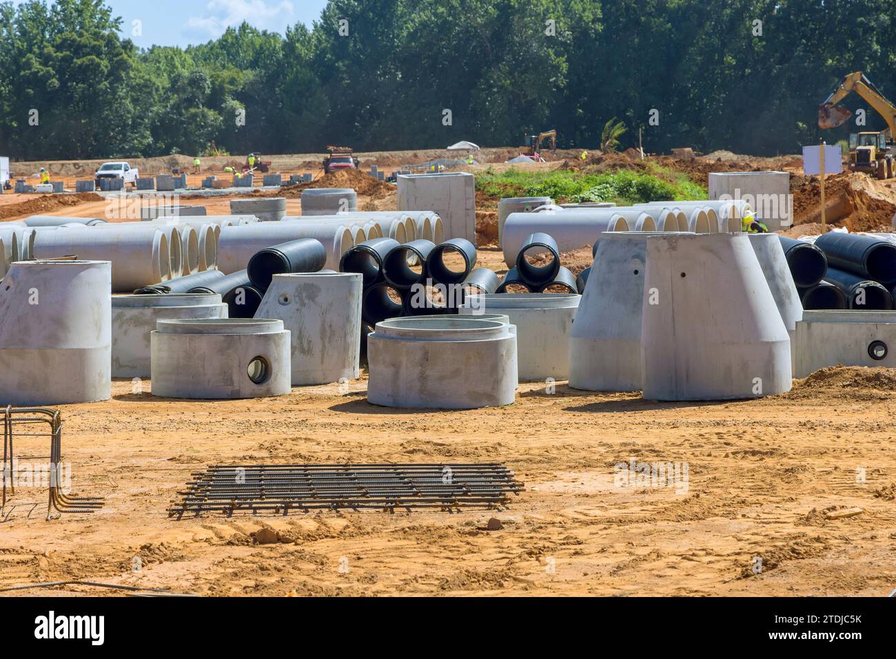 Construction site is prepared for installation of stacked concrete ...