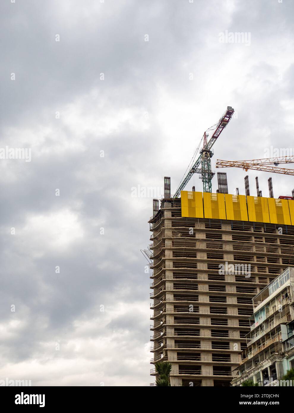 Modern construction of a high-rise building. Construction site and ...