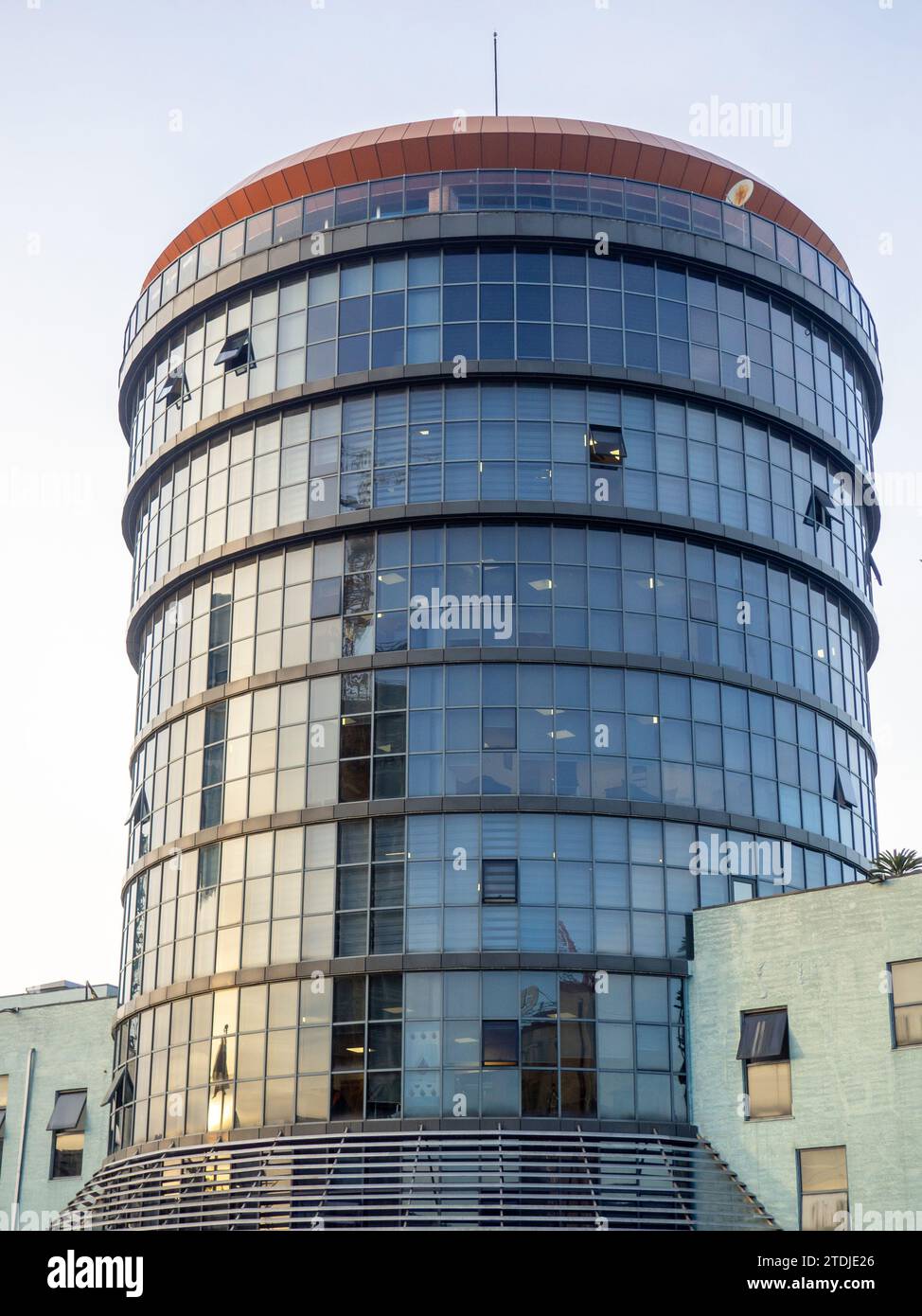 main building of the seaport in Batumi. Round glass building. Modern ...