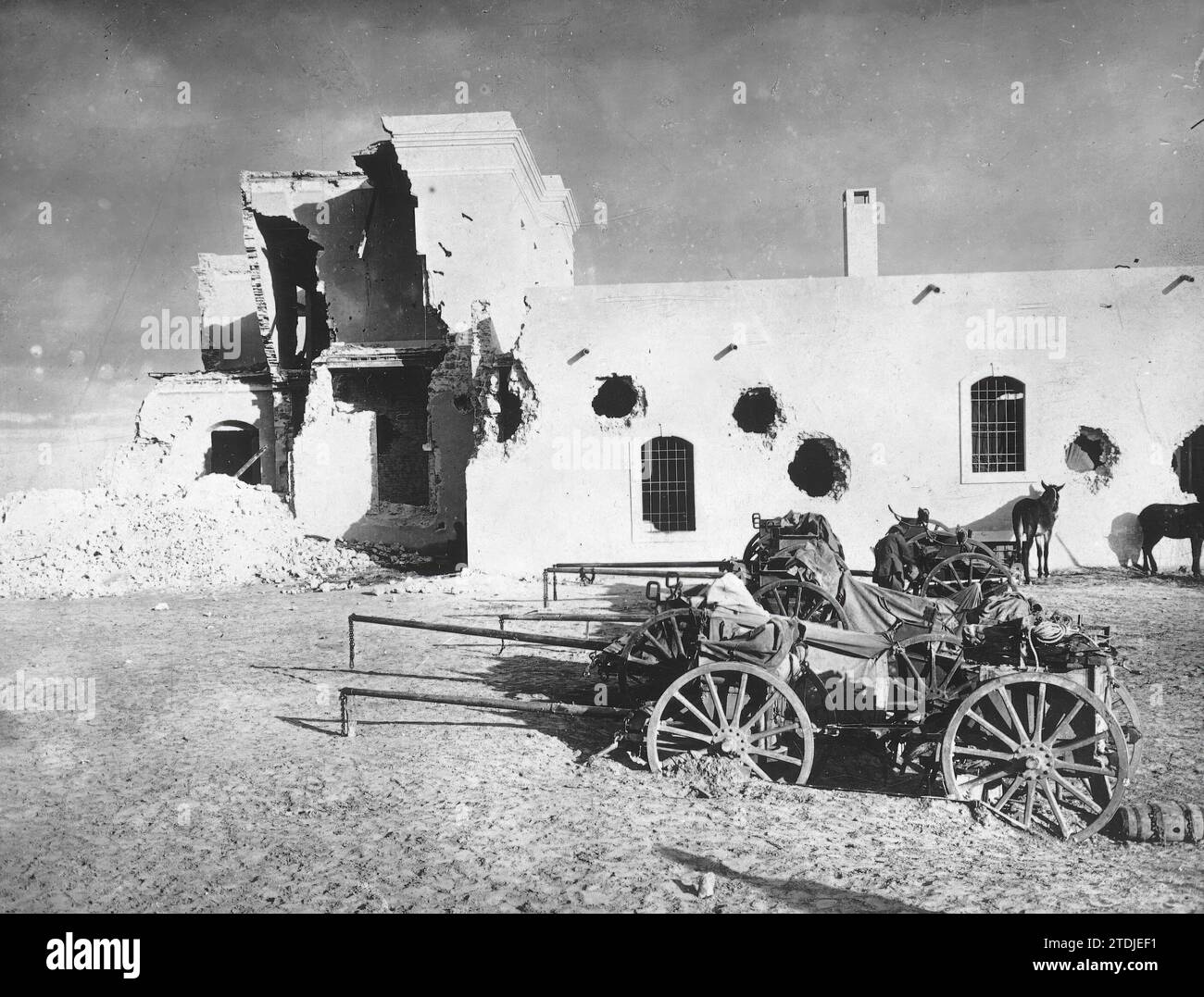 03/31/1912. From the Italo-Turkish War. Effects of Italian artillery ...