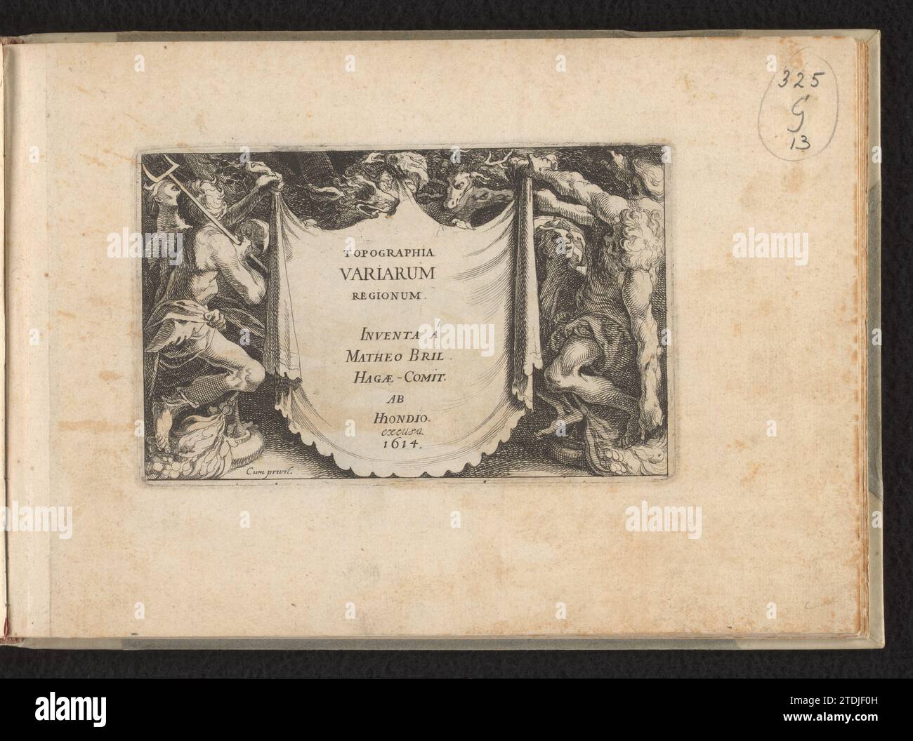 Topographia various regions: Titelblad, 1614 Title page with title on ...