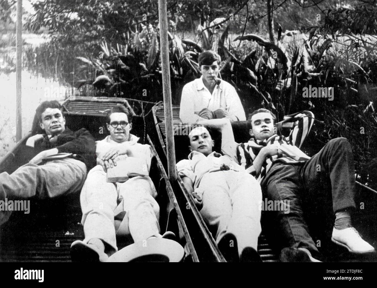 From right to left, Cyril Connolly, Richard Elwes, Kenneth Rae and ...