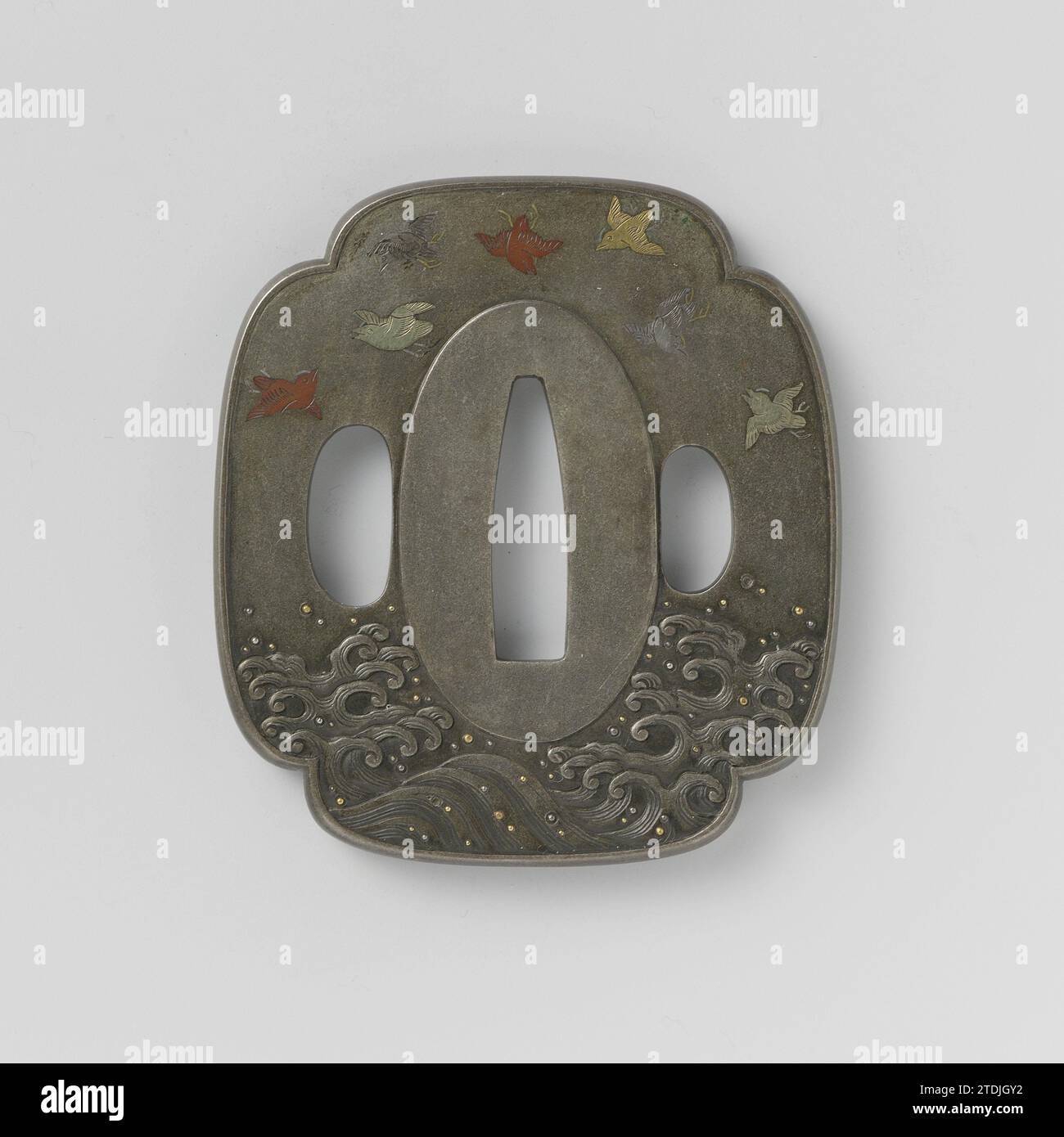 Hand guard, anonymous, 1800 - 1900 Mokko-shaped tsuba with an elevated ...