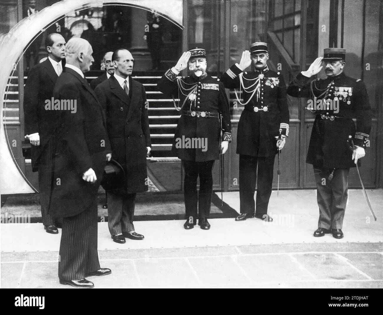 02/15/1935. King George II of Greece on a trip to France, at the Elysée ...