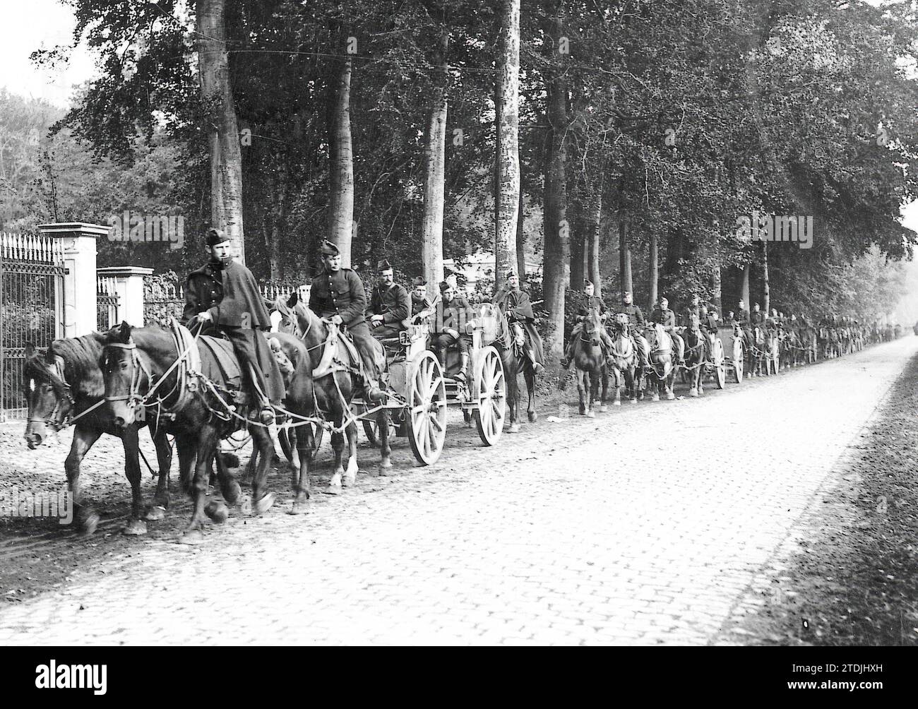 11/30/1914. A march with precautions. Belgian artillery regiment on the ...