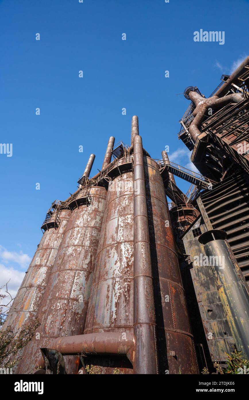 View of Bethlehem Steel steelmaking manufacturing plant in Pennsylvania ...