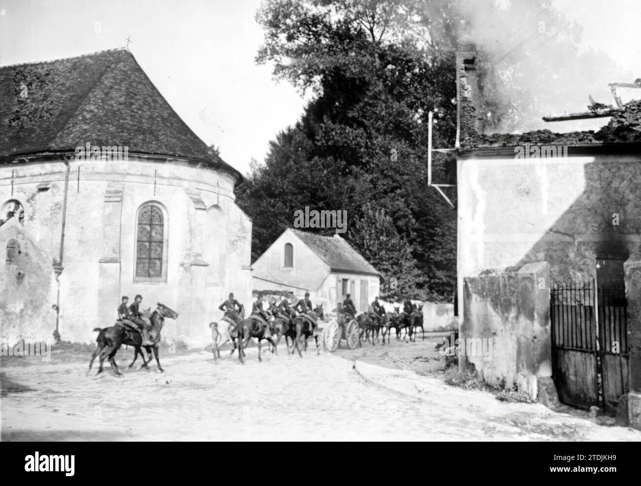 08/31/1914. A Reconquered Town. French artillery entering the town of ...
