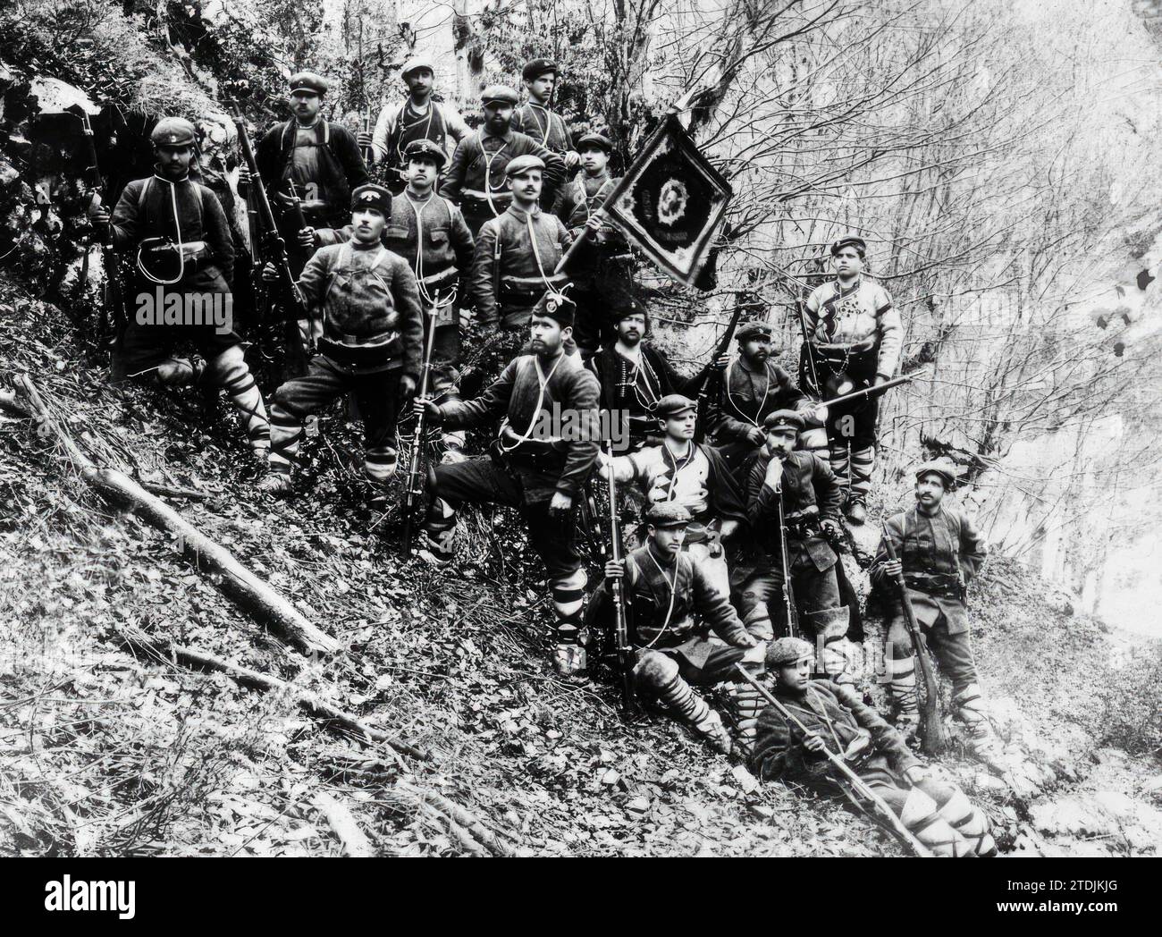 Bulgaria, October 1912. Balkan War. Fight against the Turks. Bulgarian guerrilla, known as the ...