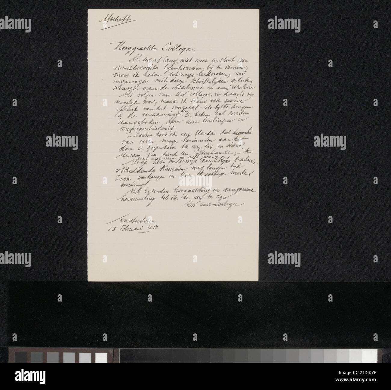 BRIEF AAN ANONNEM, August Anelewe, 1915 Copy of a letter. Amsterdam ink ...