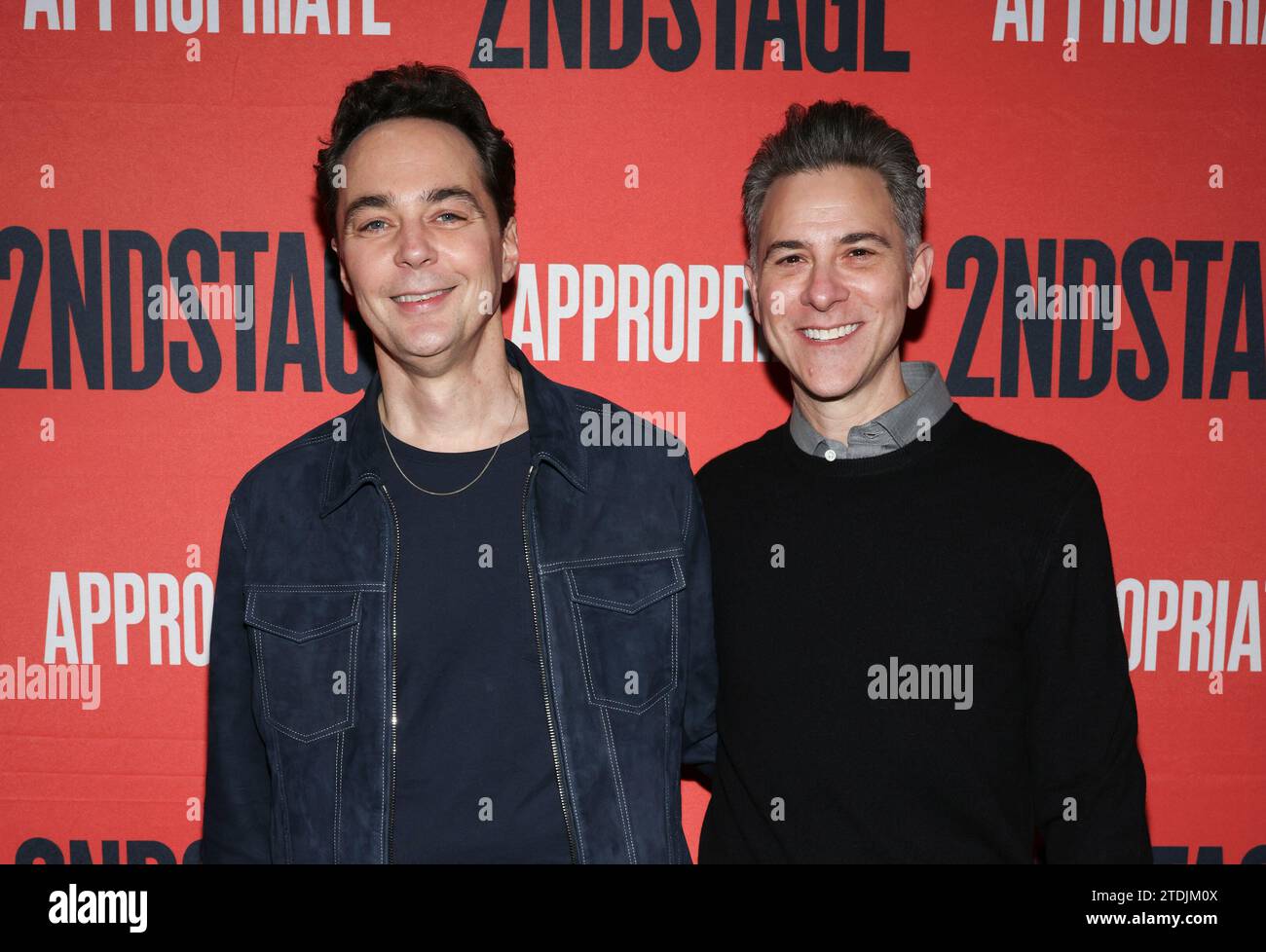 Jim Parsons, left, and Todd Spiewak attend the Broadway opening night ...