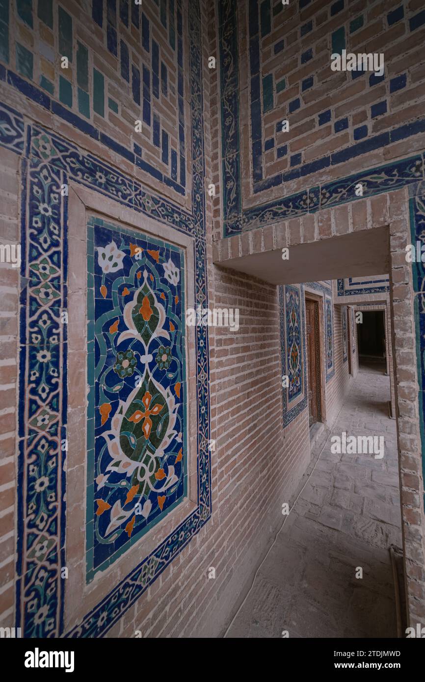 Samarkand Registan, Uzbekistan, Old light blue mosaics in Samarkand ...