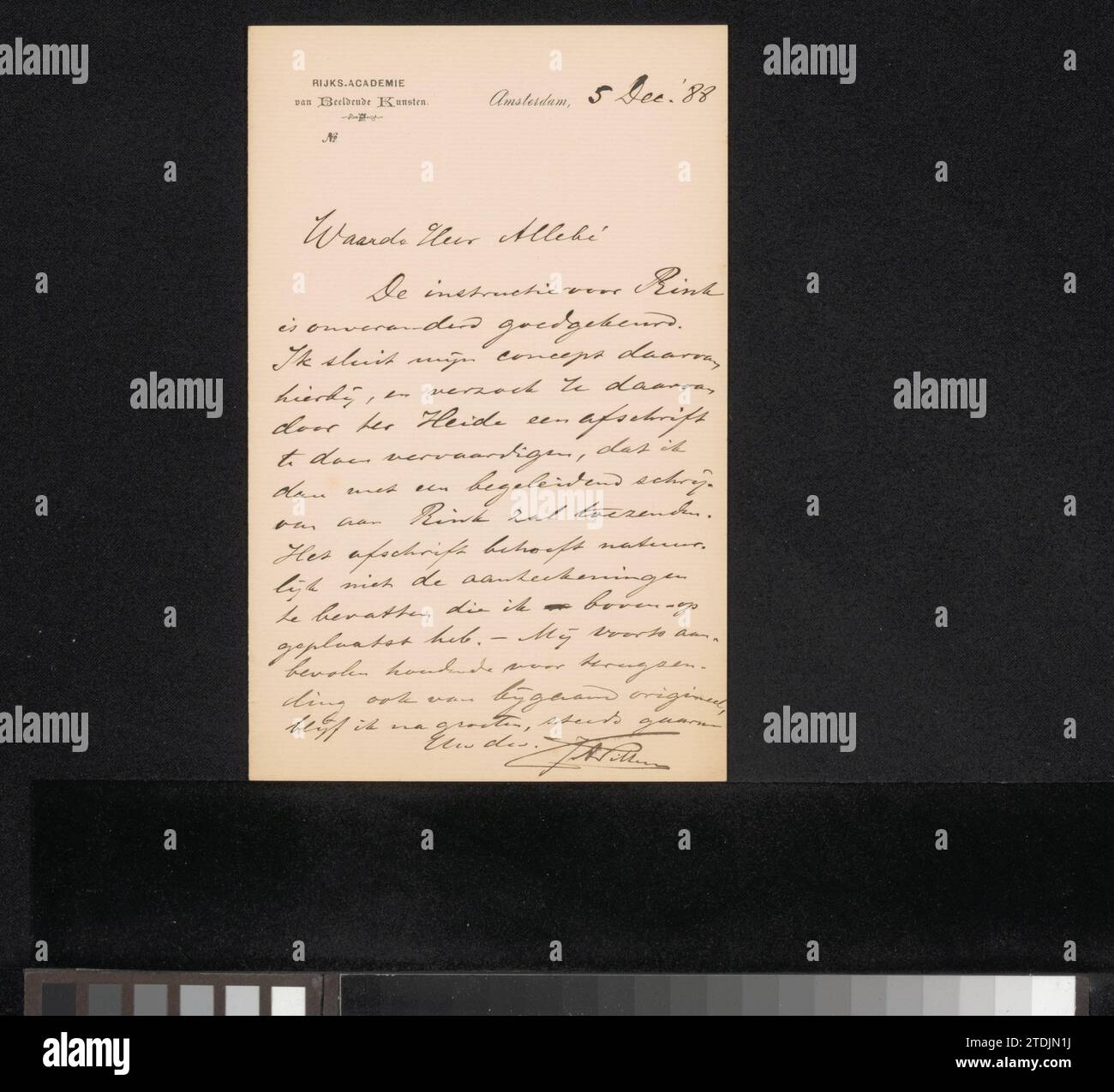 Letter to August Allebé, Rijksakademie van Visual Arts, 1888 Amsterdam ...