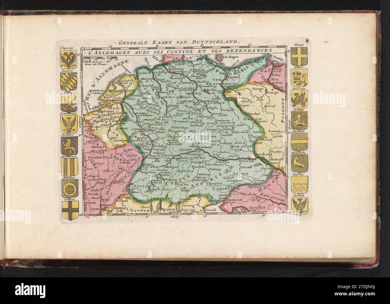 Map of Germany, Anonymous, 1735 Map of Germany, sixteen weapons of land ...