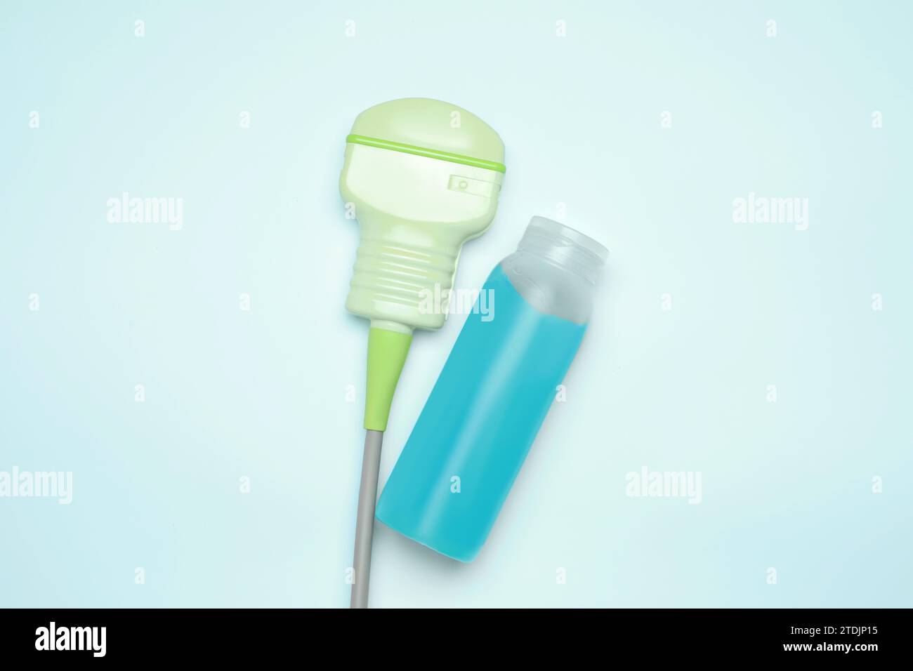 Ultrasonic transducer and ultrasound transmission gel on light ...