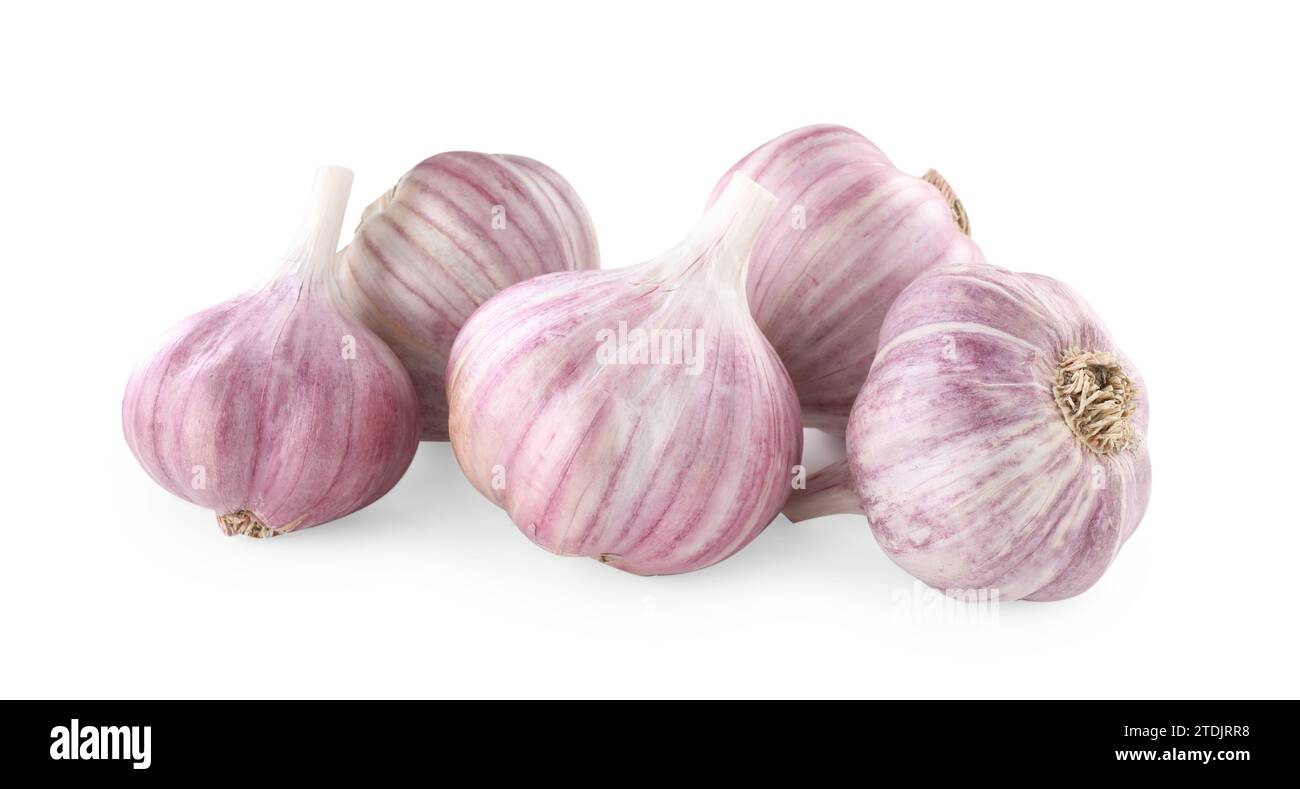Fresh raw garlic heads isolated on white Stock Photo - Alamy