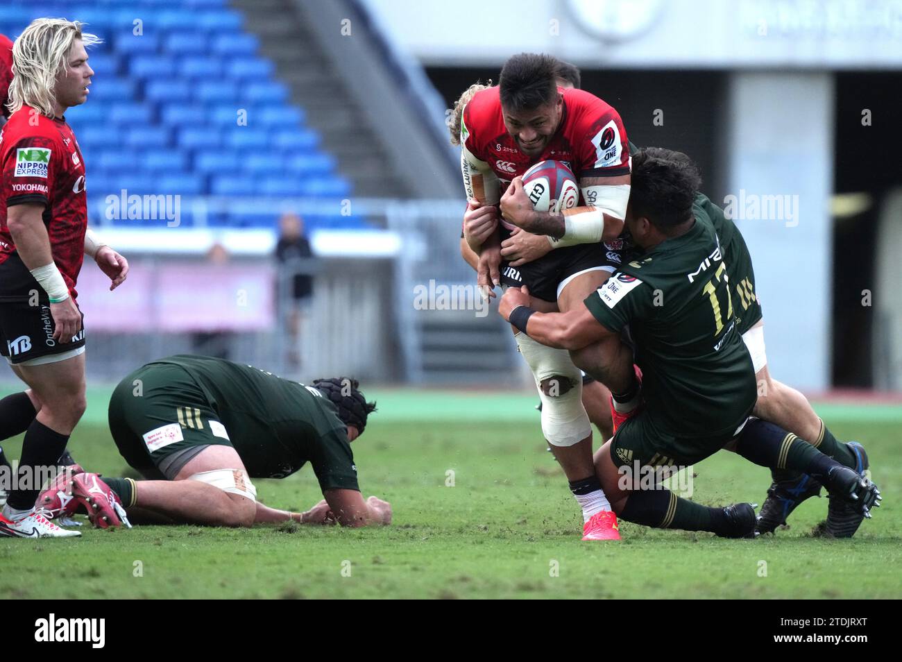 Canon Eagles' Amanaki Lelei Mafi during the Japan Rugby League One 2023 ...