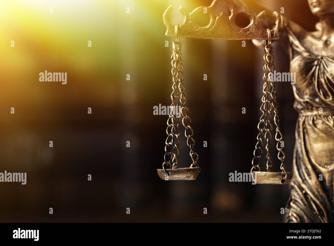 Symbol of fair treatment under law. Statue of Lady Justice against ...