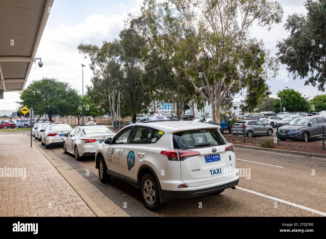 Australian taxi vehicles cars wait for customers outside Wagga Wagga ...