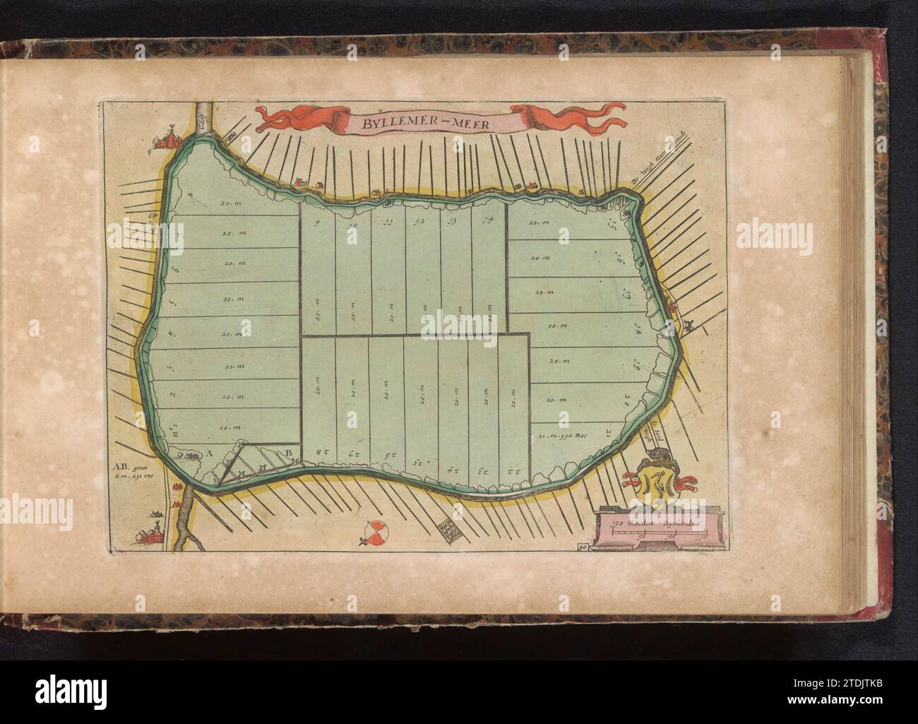 Map of the Bijlmermeer, Anonymous, 1735 Map of the Bijlmermeer inkolded ...