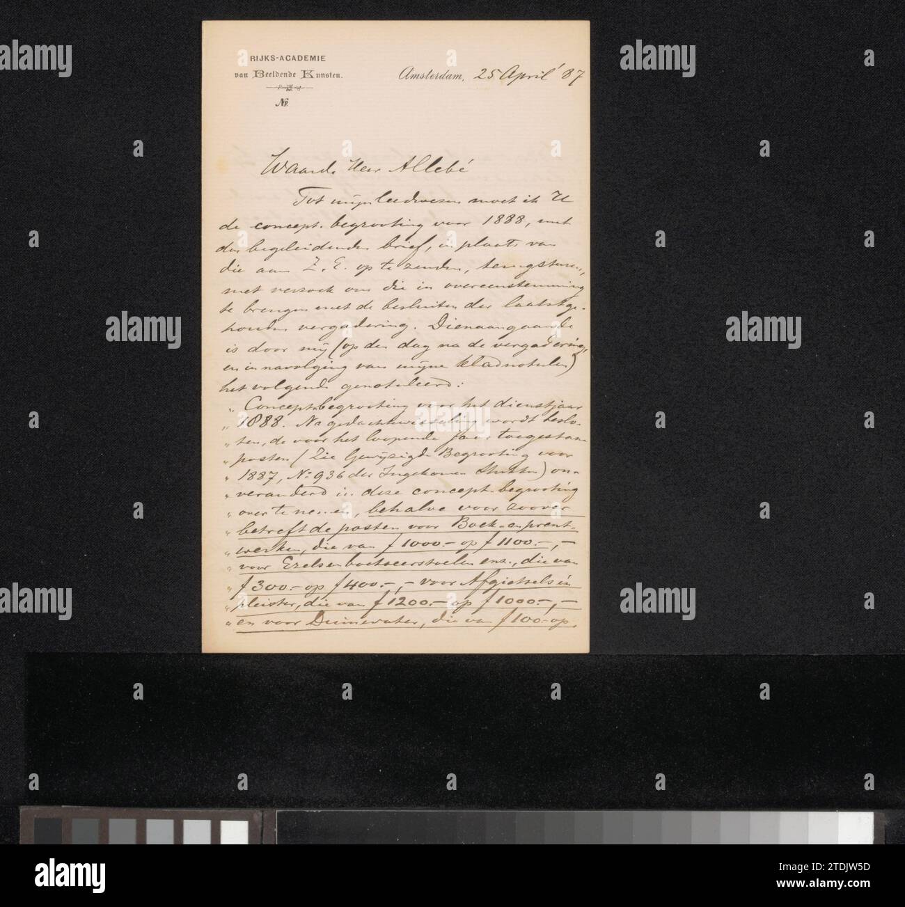 Letter to August Allebé, Rijksakademie van Visual Arts, 1887 Amsterdam ...