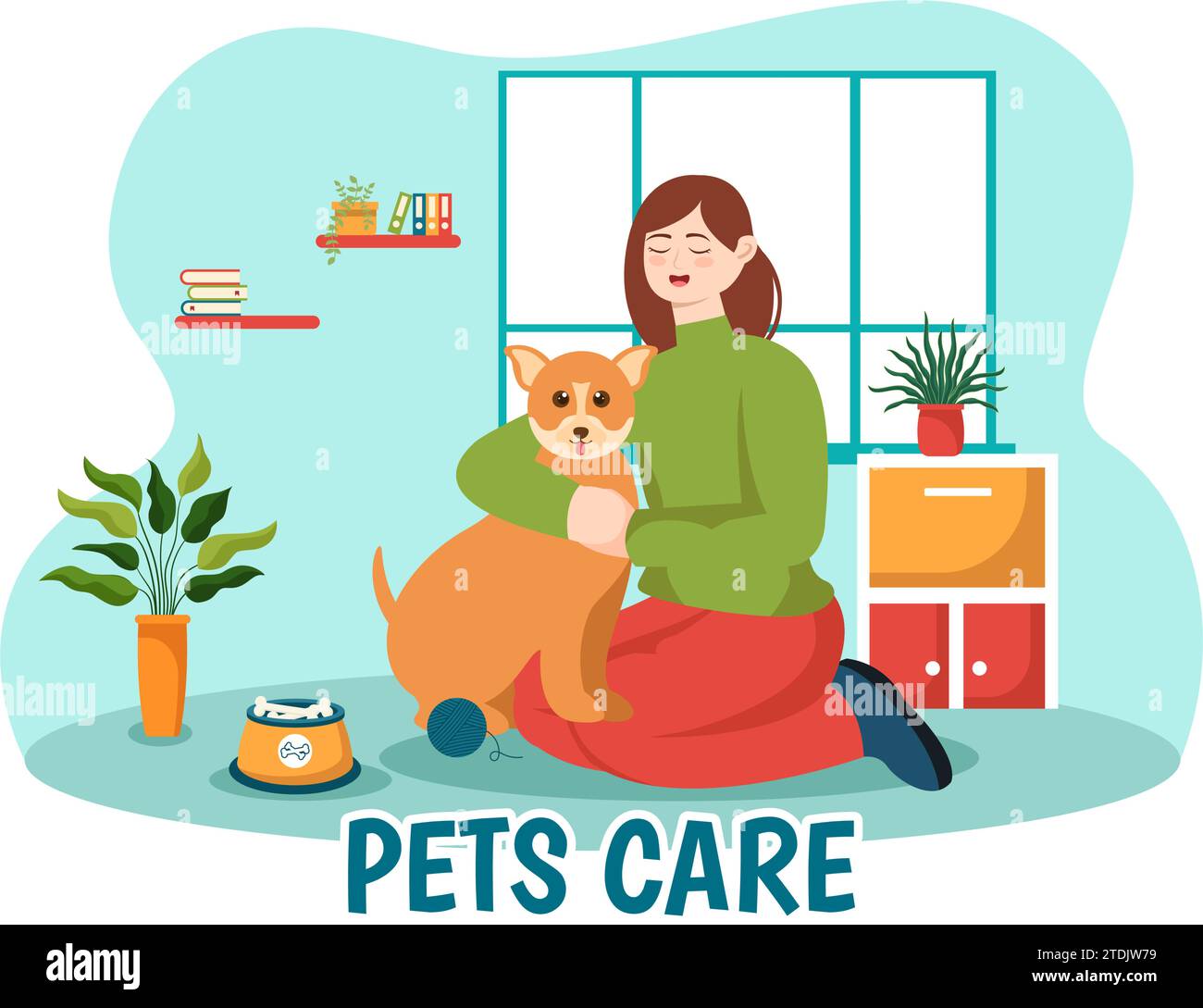 Pets Care Vector Illustration with Animal Shelter or Vet Clinic for ...