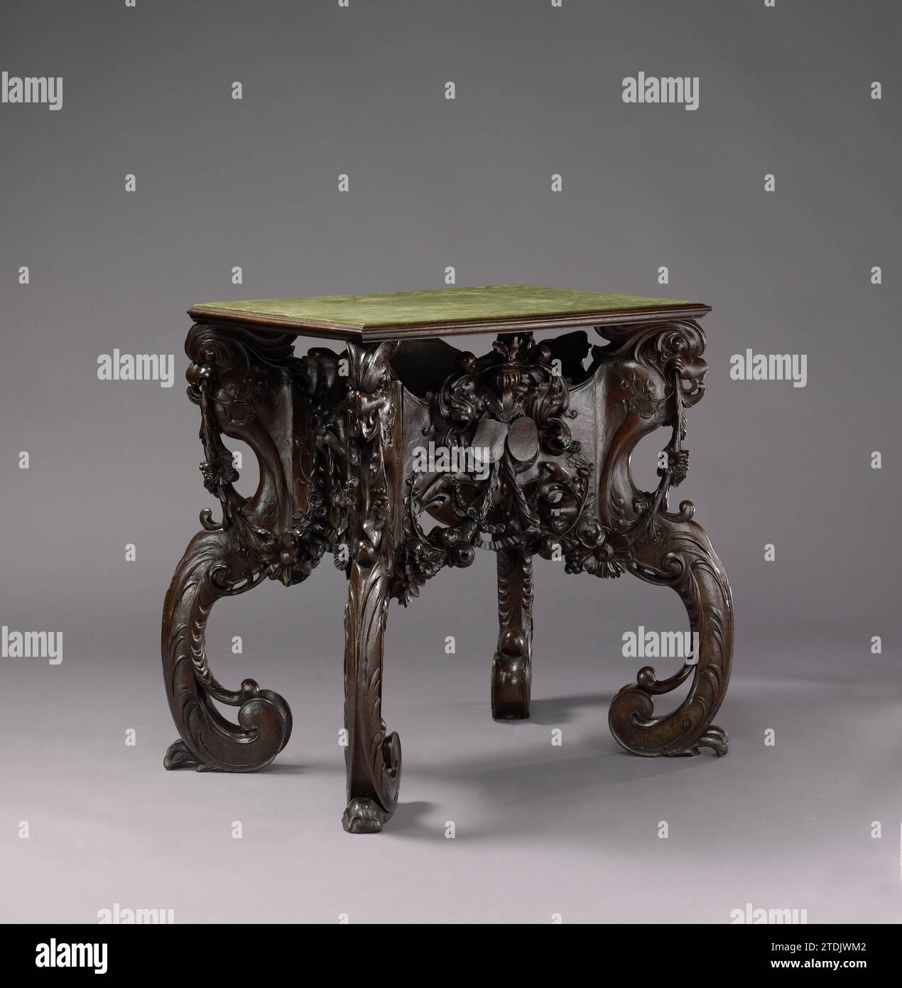 Wall table with diagonally outstanding legs, with carving., Anonymous ...