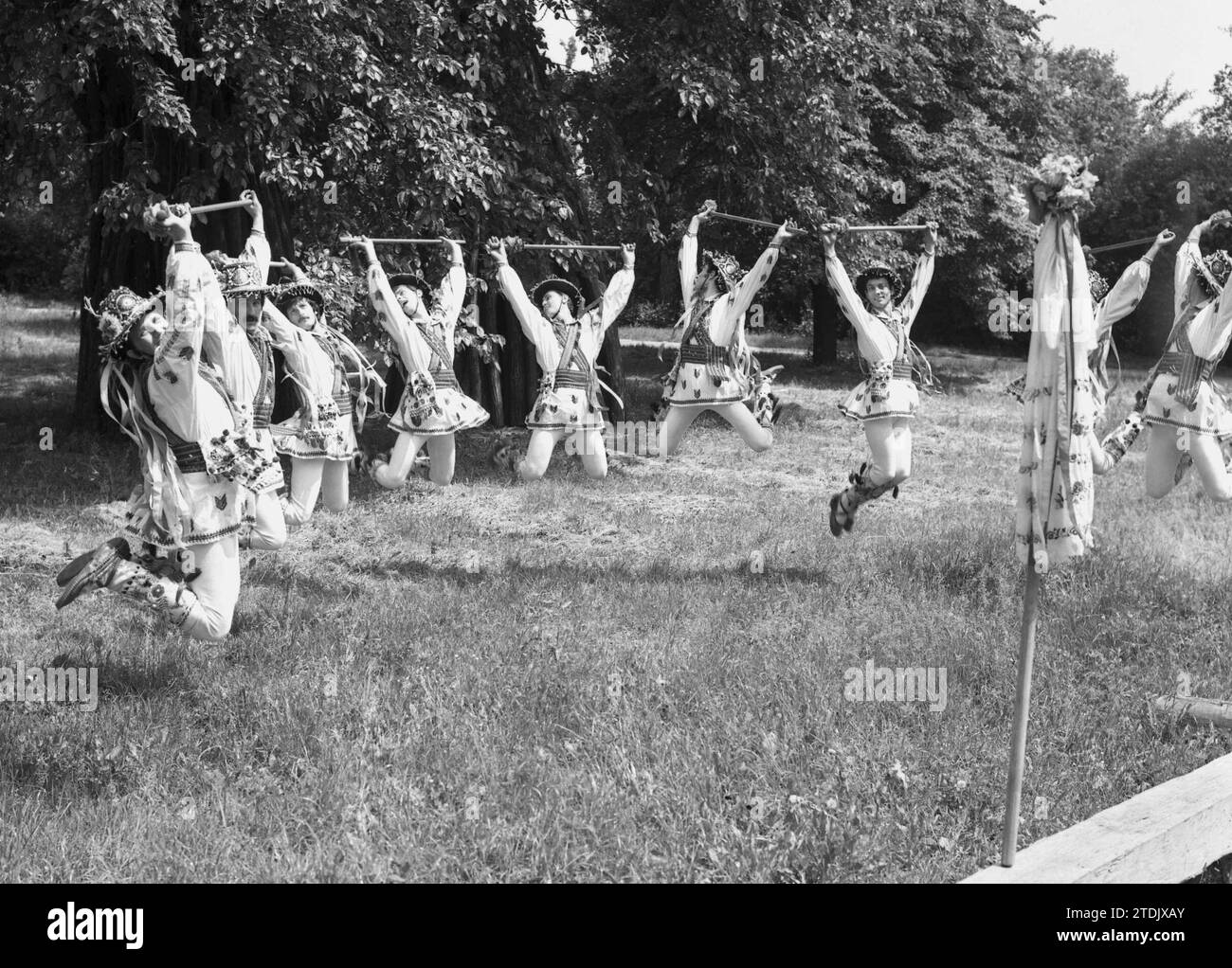 Socialist Republic of Romania, approx. 1979. Group of males performing ...