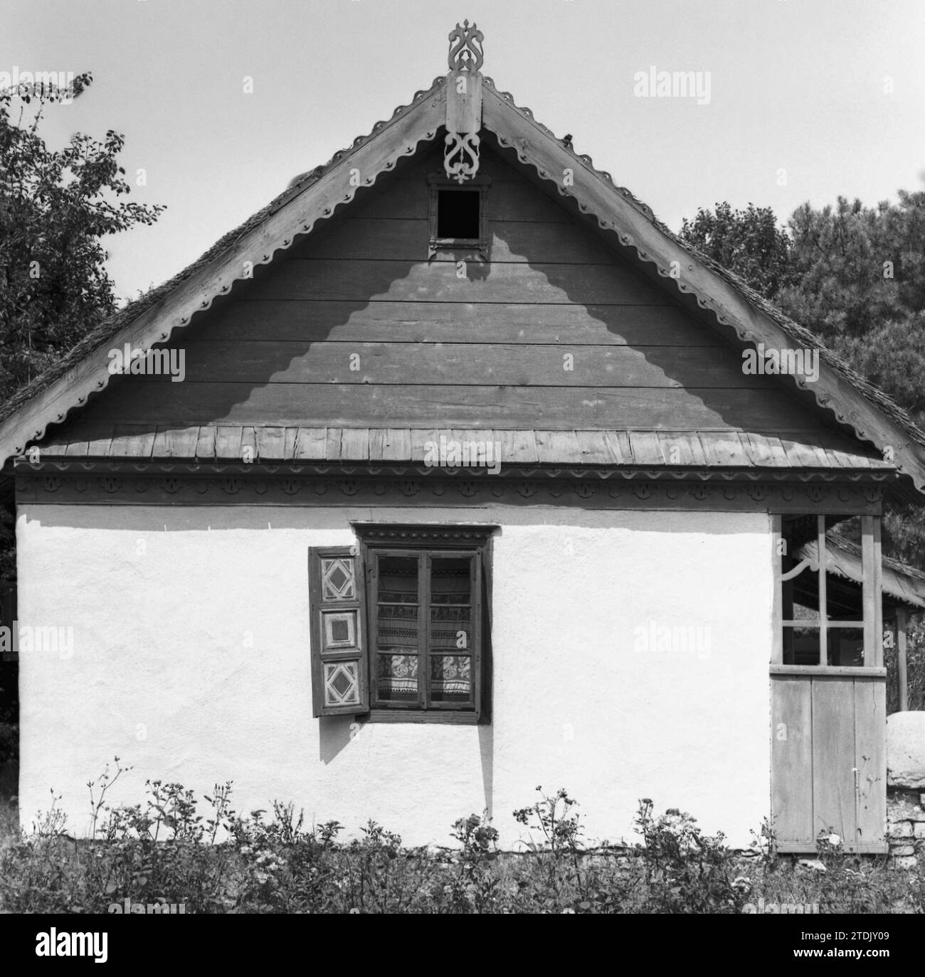 Decorating the windows Black and White Stock Photos & Images - Alamy