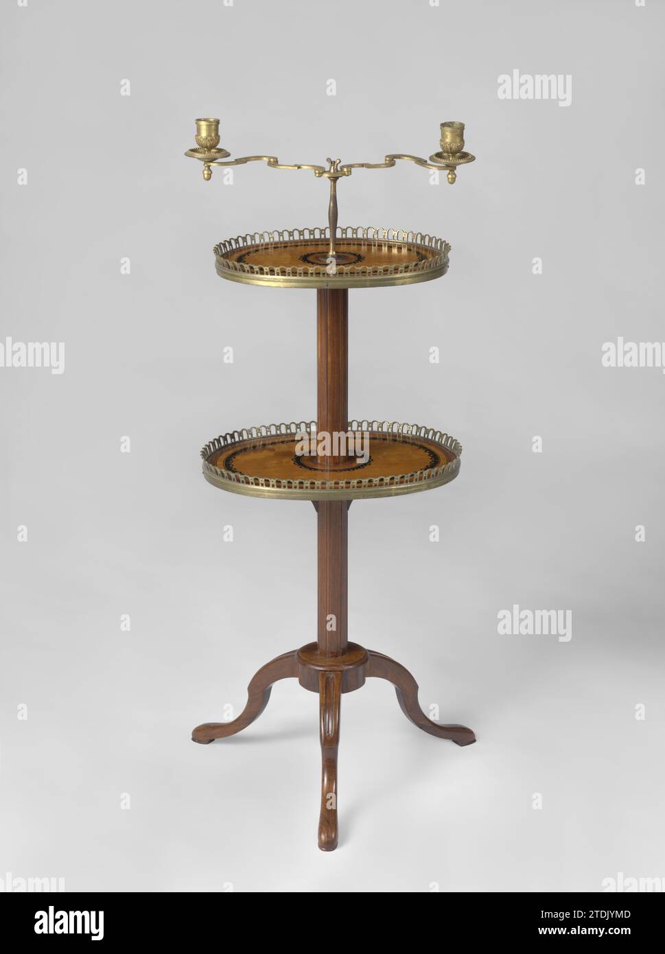 Table, decorated with marquetery and standing on three broken S-shaped ...