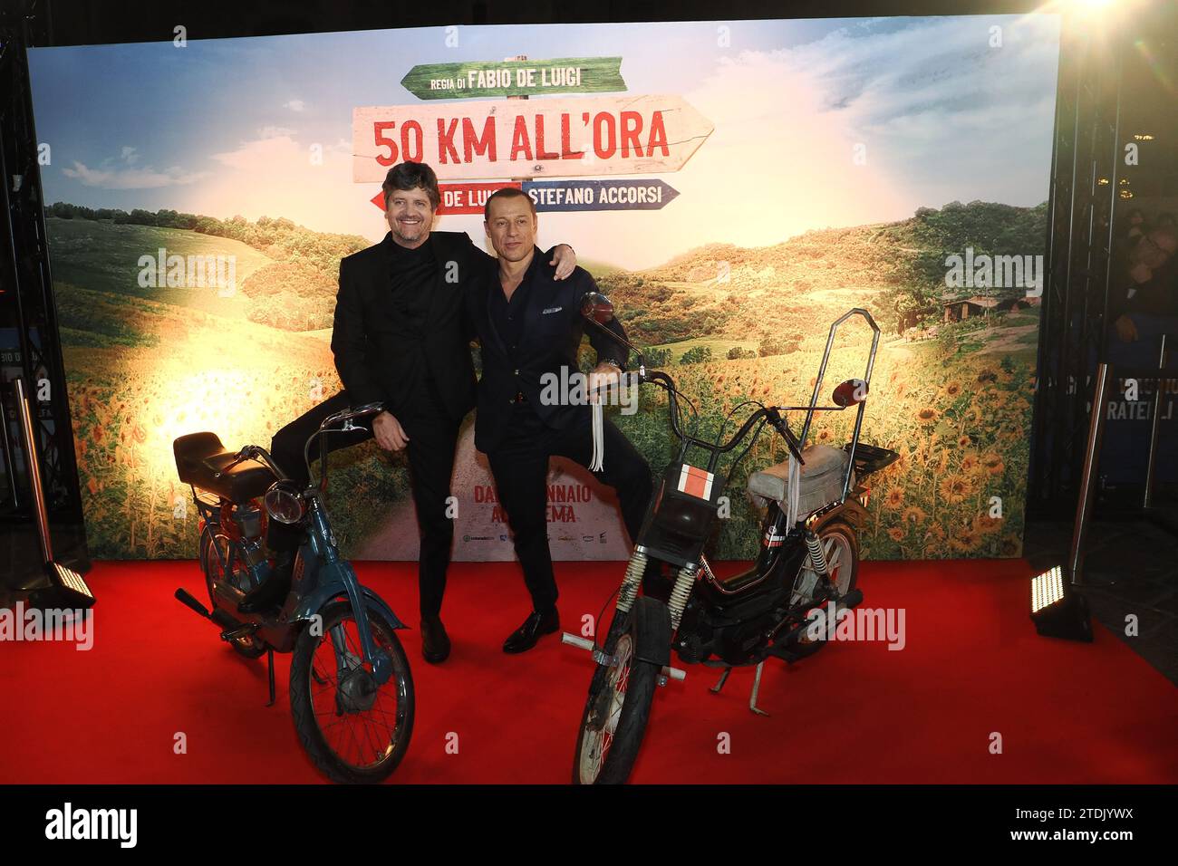 Italian actors Fabio De Luigi and Stefano Accorsi attempting at the ...