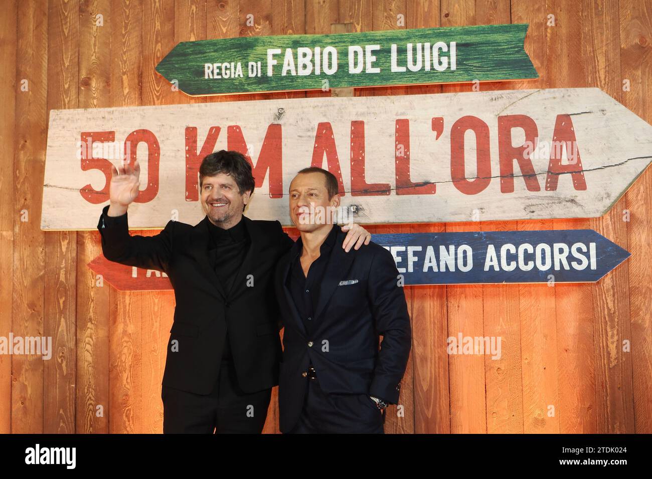 Italian actors Fabio De Luigi and Stefano Accorsi attempting at the ...