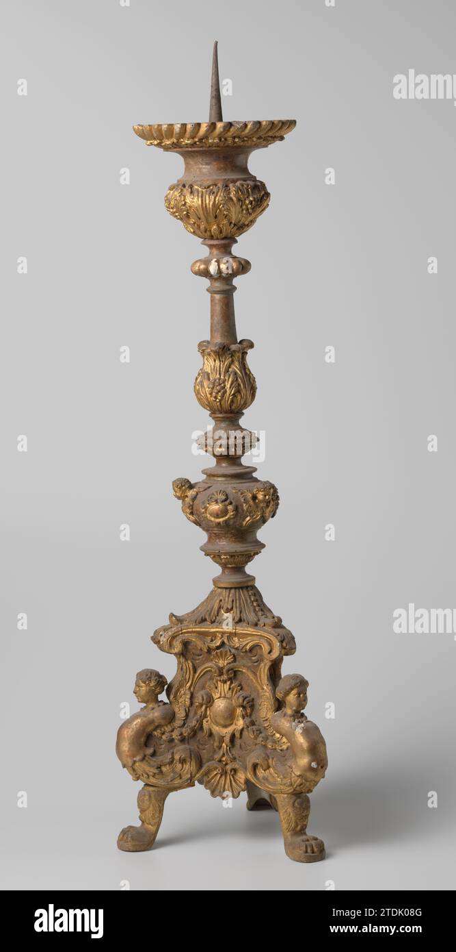 Church Candlestick, Anonymous, 1685 - 1700 Large wooden sculpted church ...