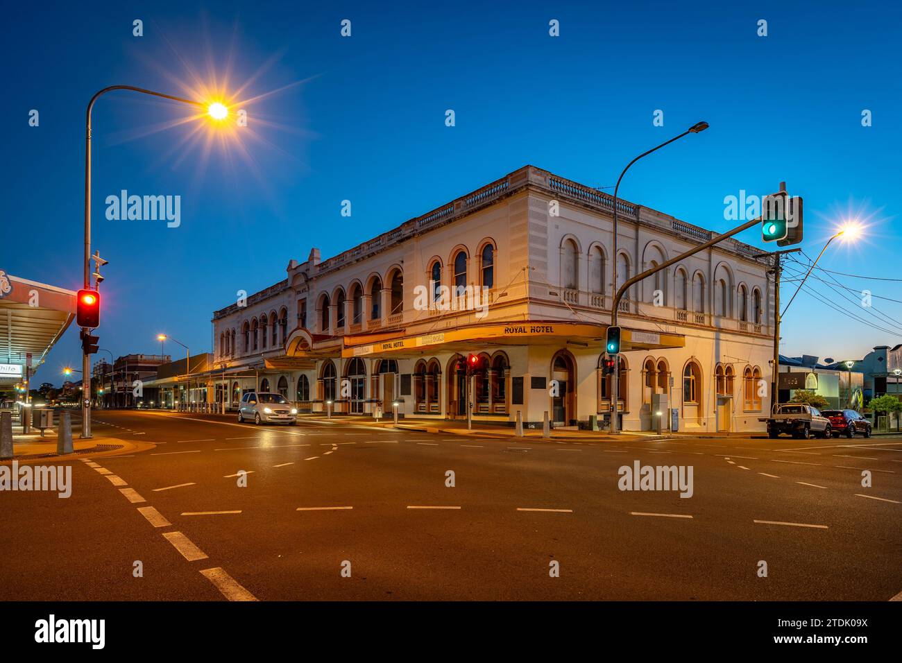 Maryborough, QLD, Australia - Historical Royal Hotel building at night ...