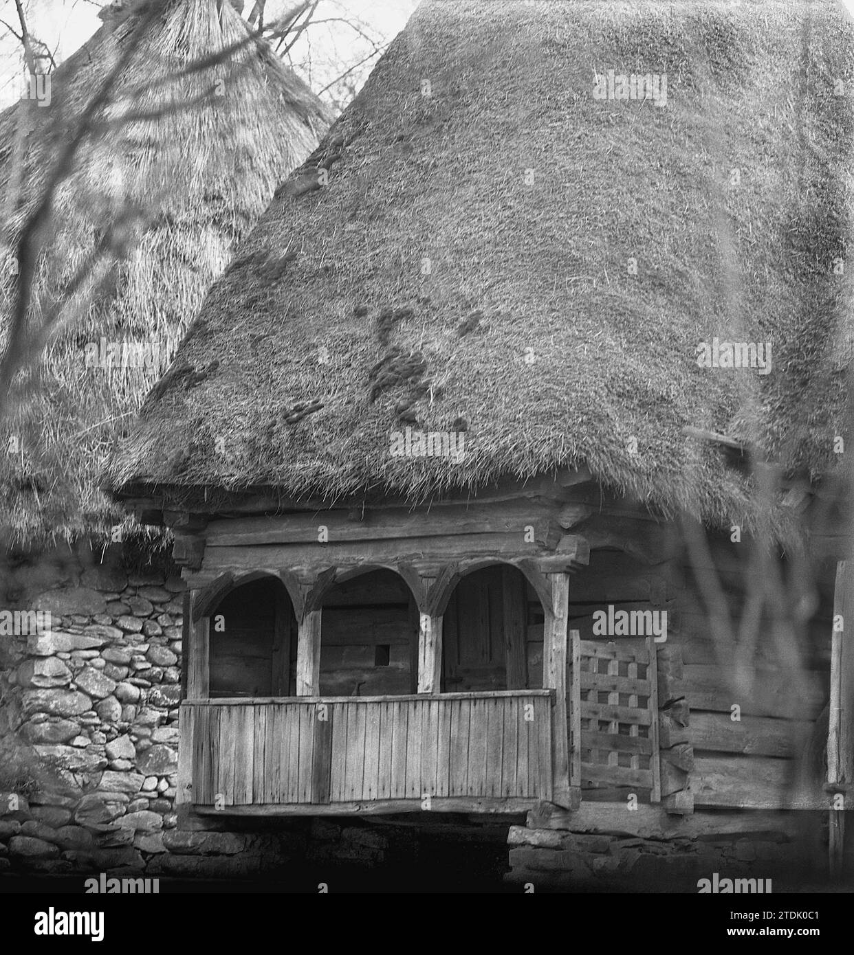 Exterior wooden house porch Black and White Stock Photos & Images - Alamy