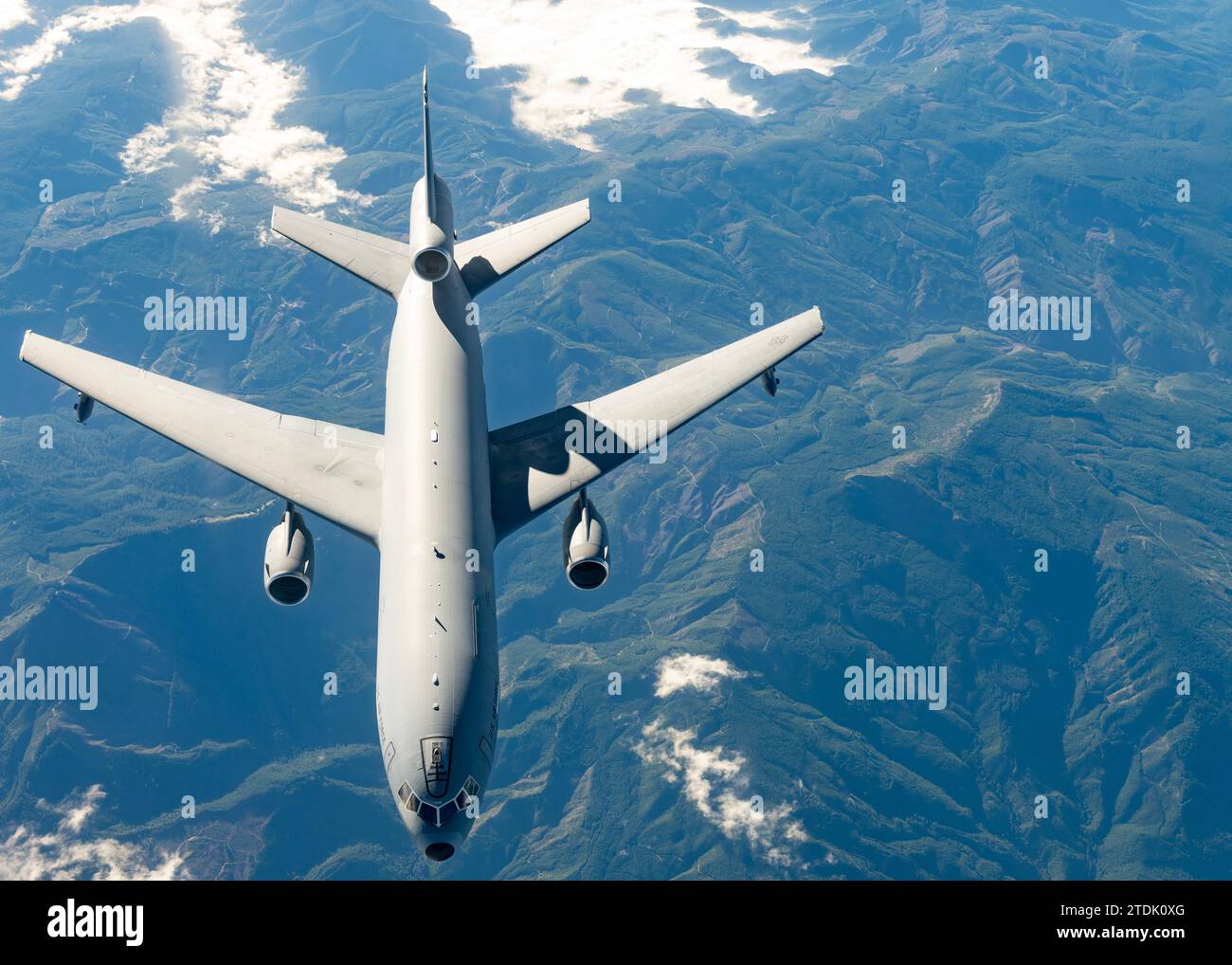A KC-10 Extender flies in an aerial refueling track over Northern ...