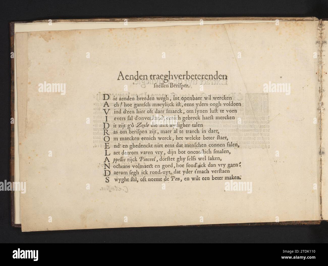 Poem to the reprimbers, David Roelands, 1616 - 1617 Text sheet with a ...