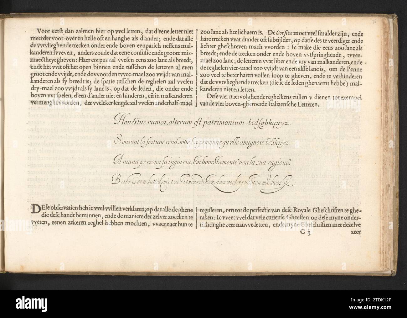 Description of the Italian letter (continued) and a writing example ...