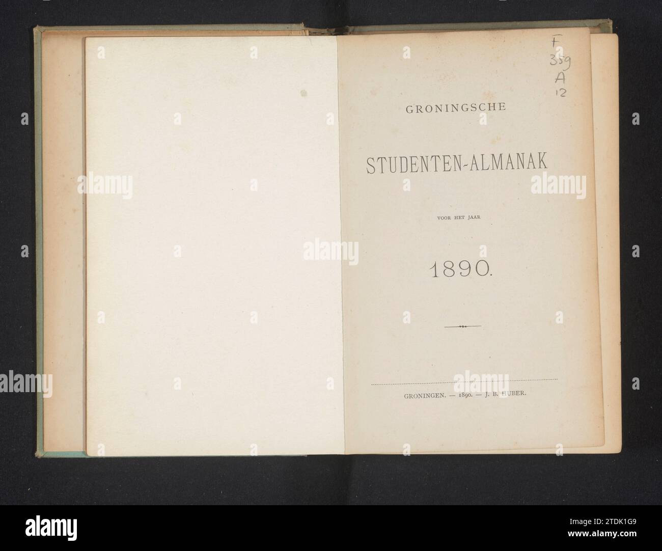 Groninger Students Almanak for the year 1890, J.B. Huber, 1890 ...