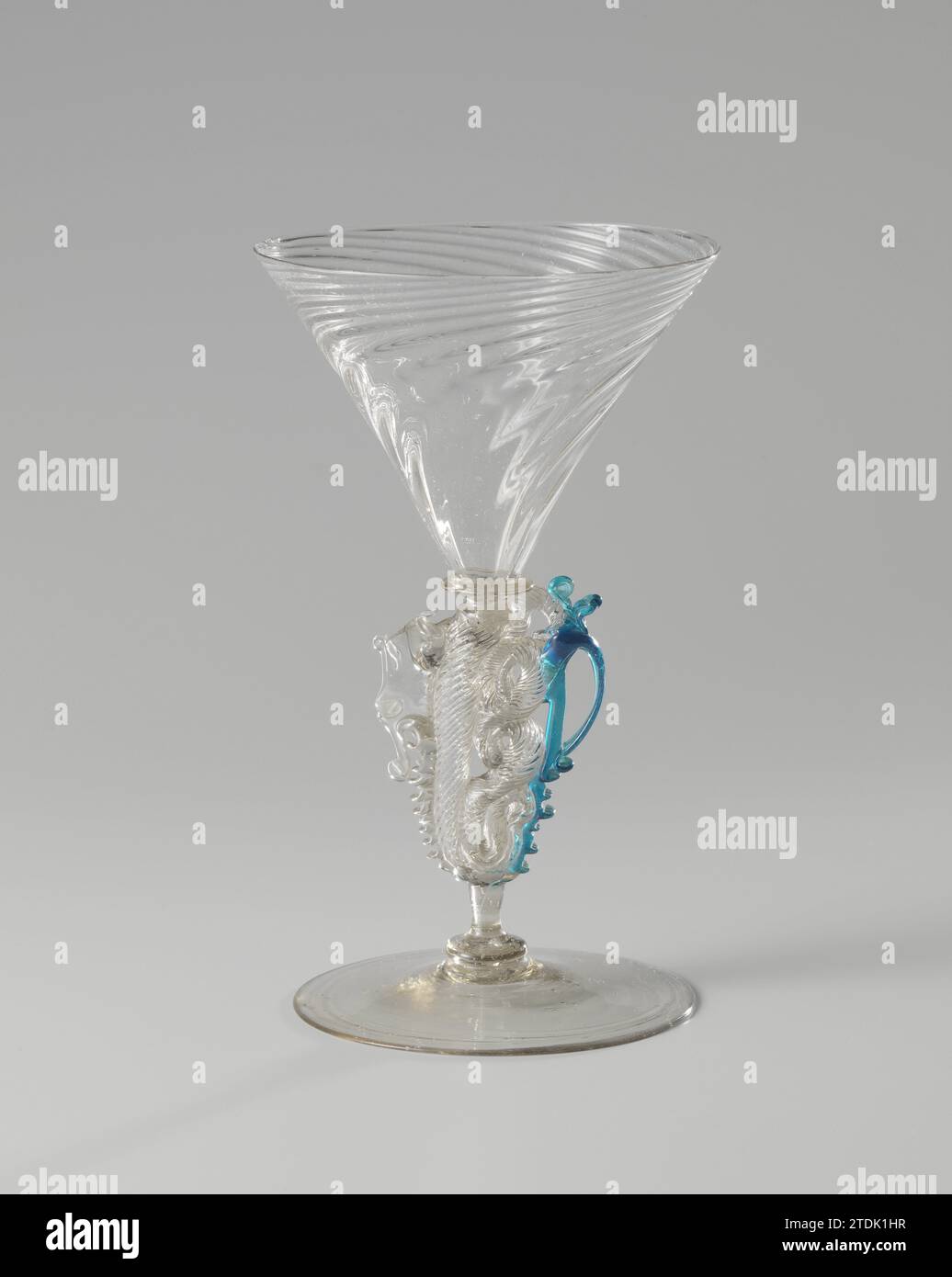 Chalice glass with funnel -shaped, optically blown, ribbed and twisted ...