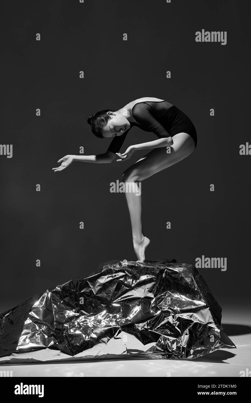 Contemporary dance art, beautiful dancer in black and white high res ...