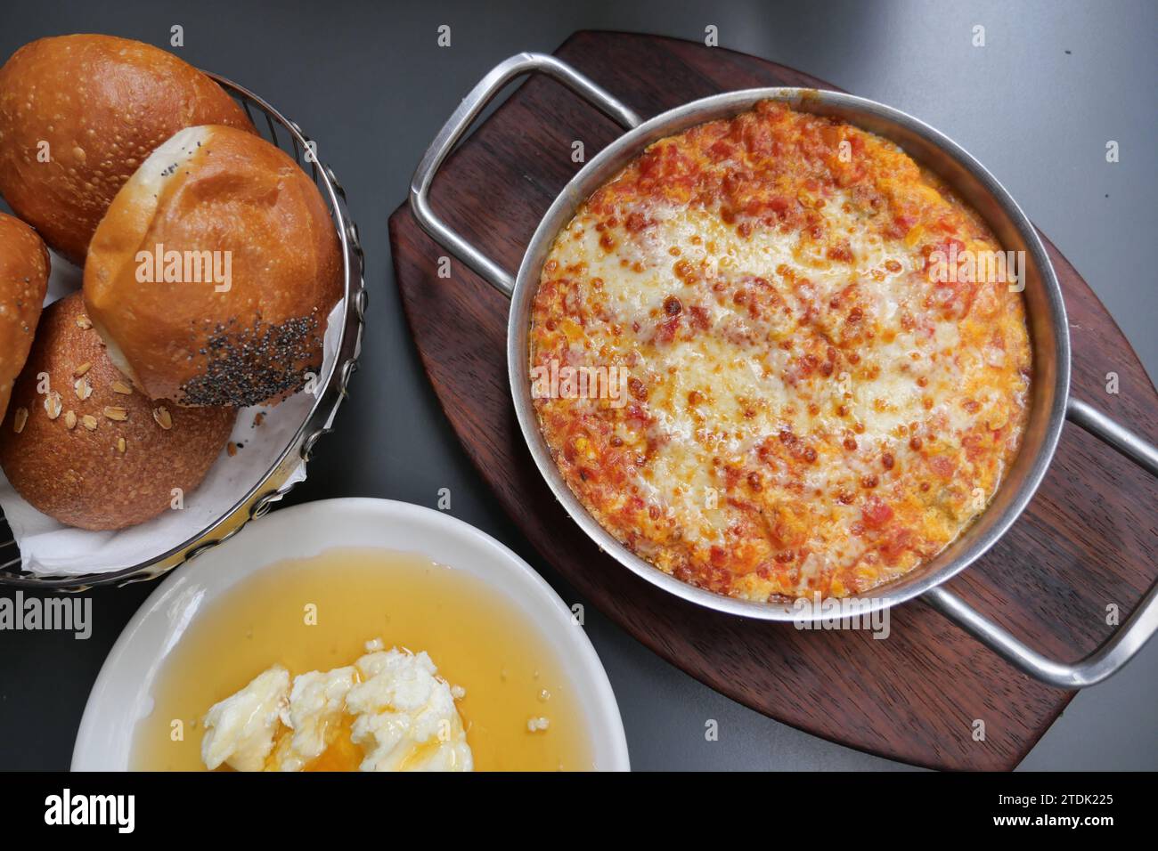Turkish Menemen omelet in a frying pan Stock Photo - Alamy