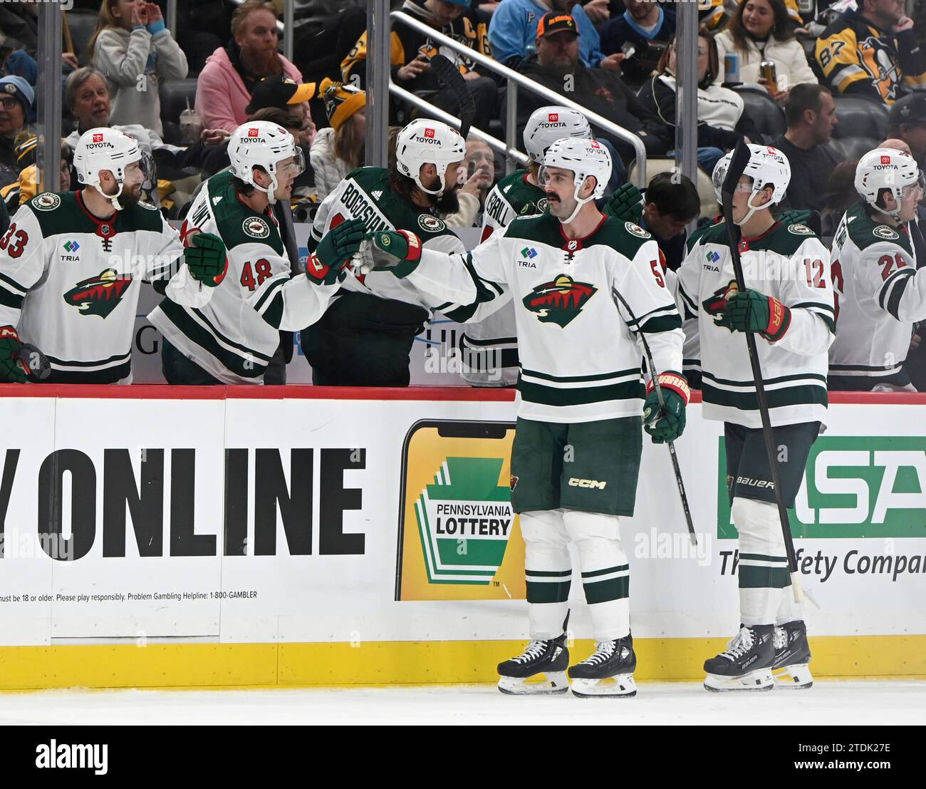 Pittsburgh, United States. 18th Dec, 2023. Minnesota Wild defenseman ...