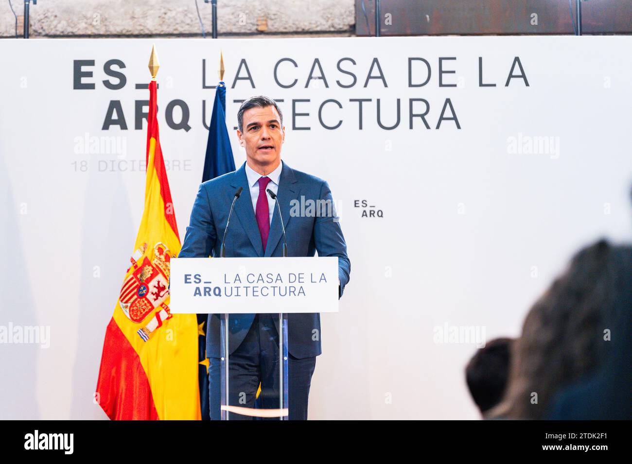 Madrid, Spain. 18th Dec, 2023. The Spanish Prime Minister Pedro Sanchez ...