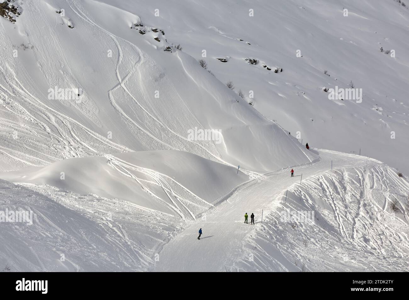 Skiing slopes in the Alps Stock Photo - Alamy