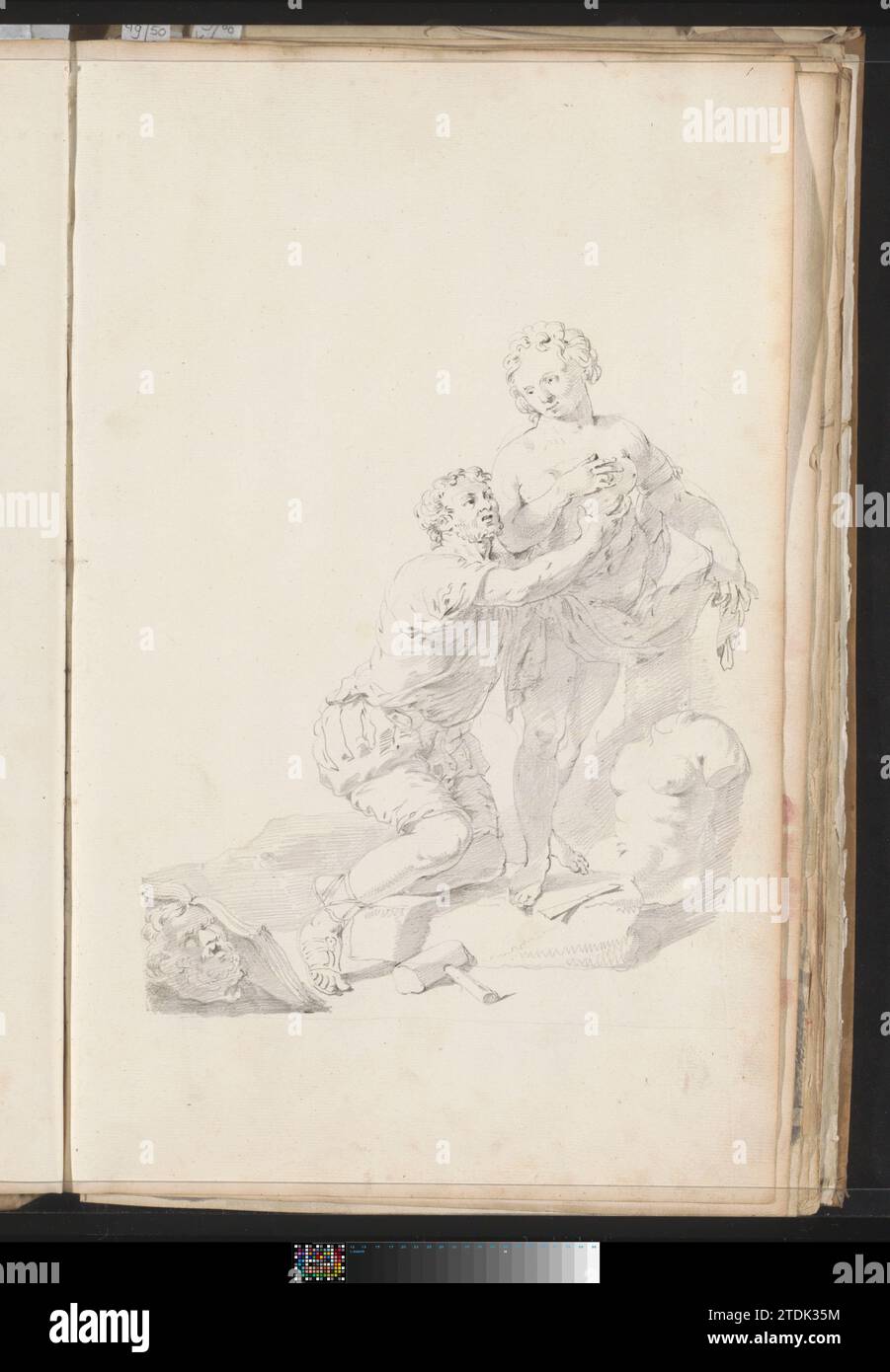 Pygmallon en Galatea, c. 1701 Pygmalion kneels at the statue of Venus ...
