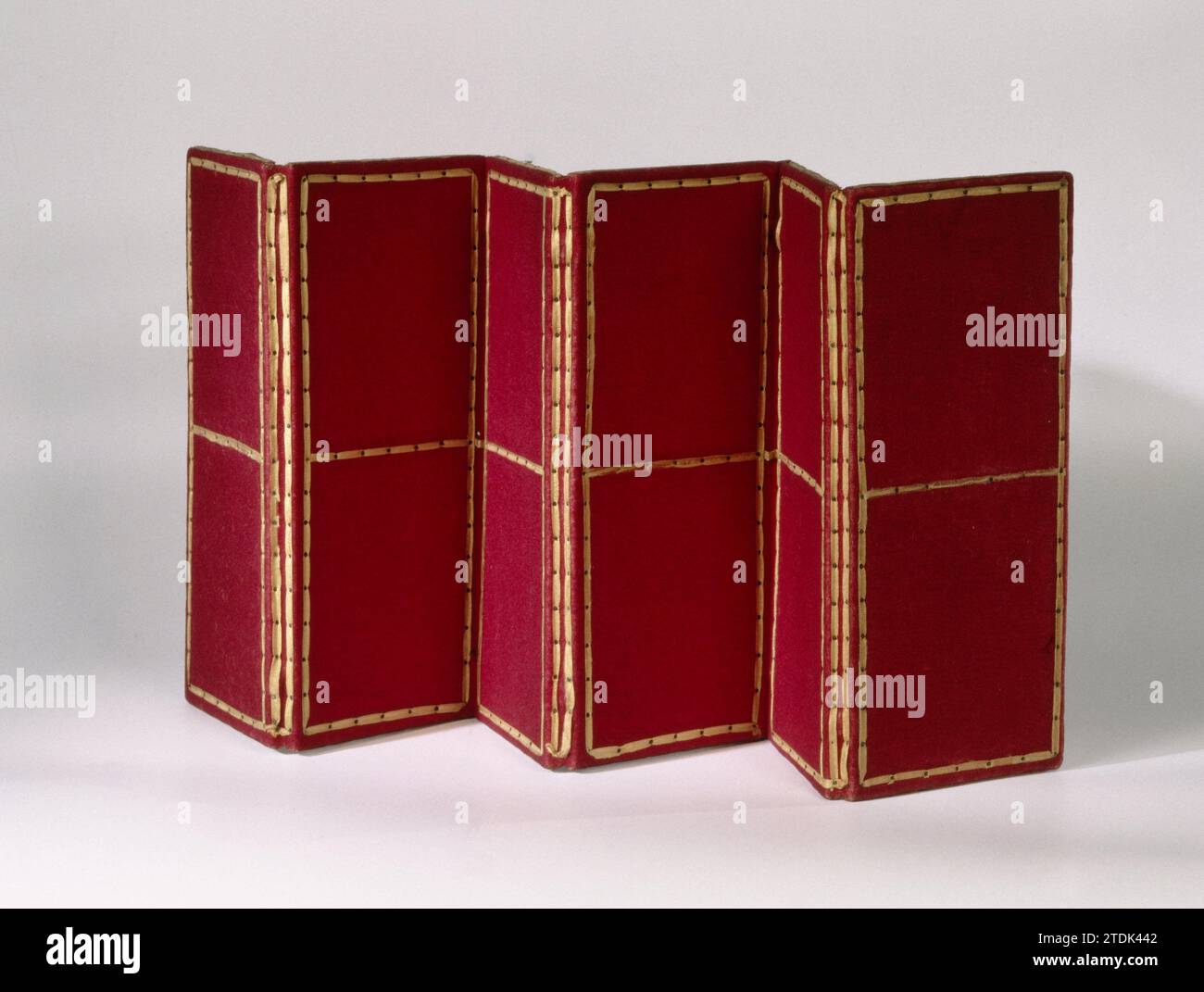 Barrack screen with six panels, made of a finely profiled nut wooden ...