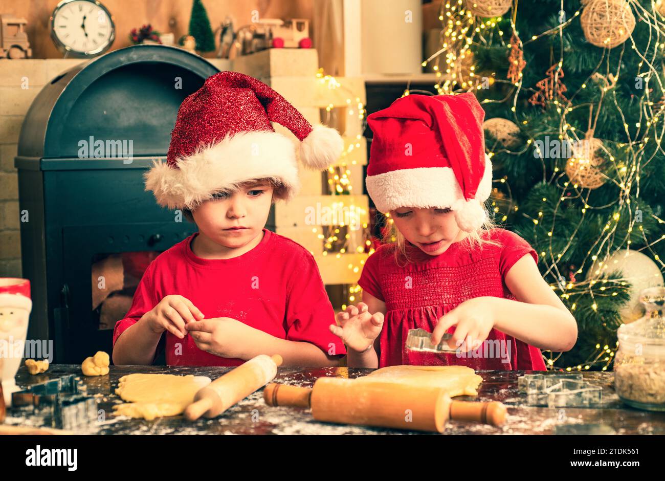 Christmas family. Playful holiday bakers. Christmas food and drink ...