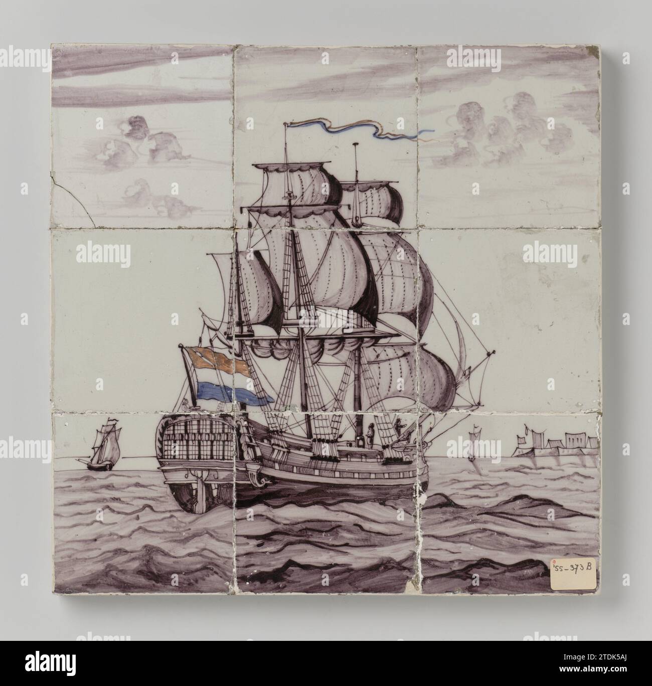 Tile tableau with three -mast, anonymous, c. 1780 - c. 1820 Tile ...